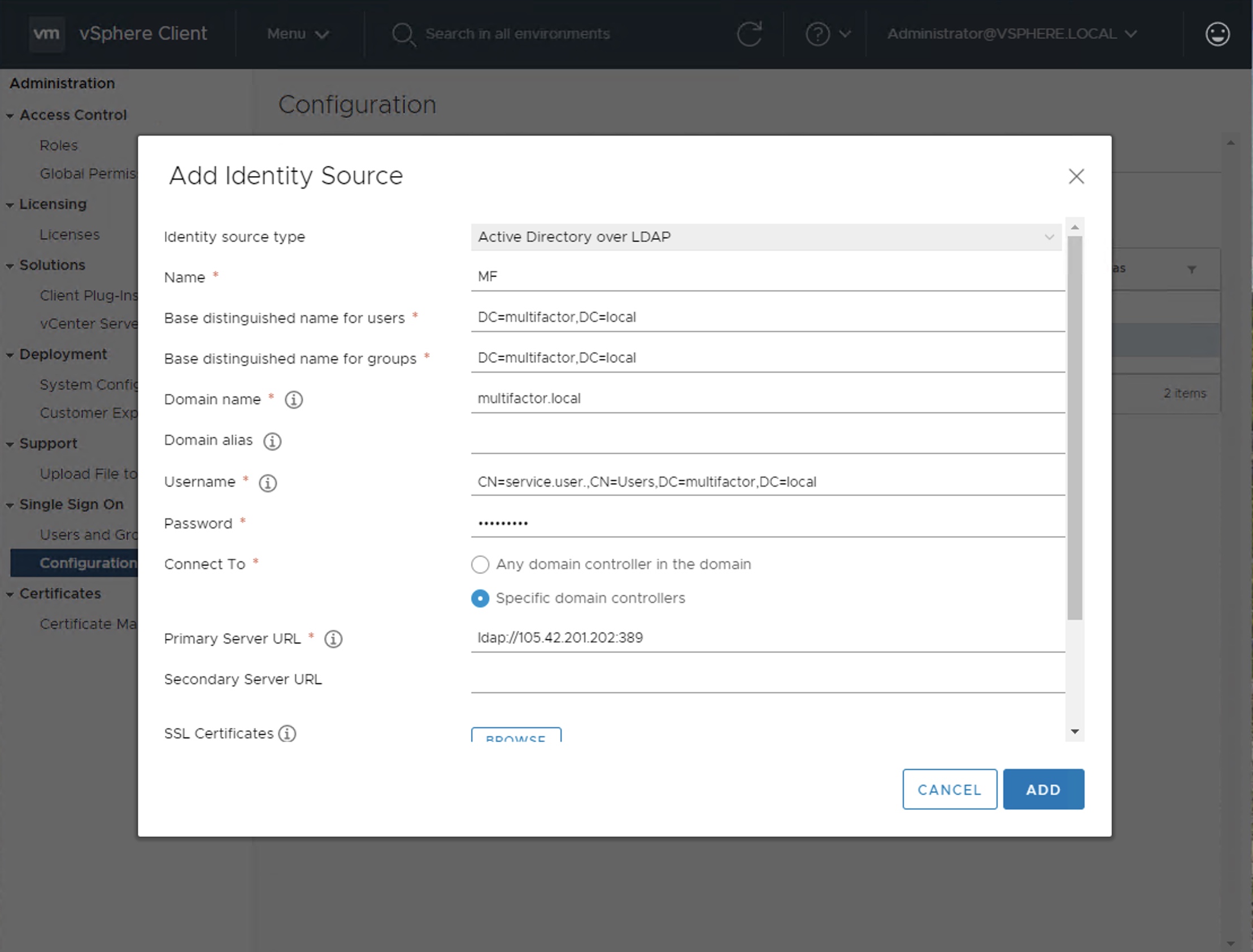 Настройка двухфакторной аутентификации VMware vCenter Server | МУЛЬТИФАКТОР